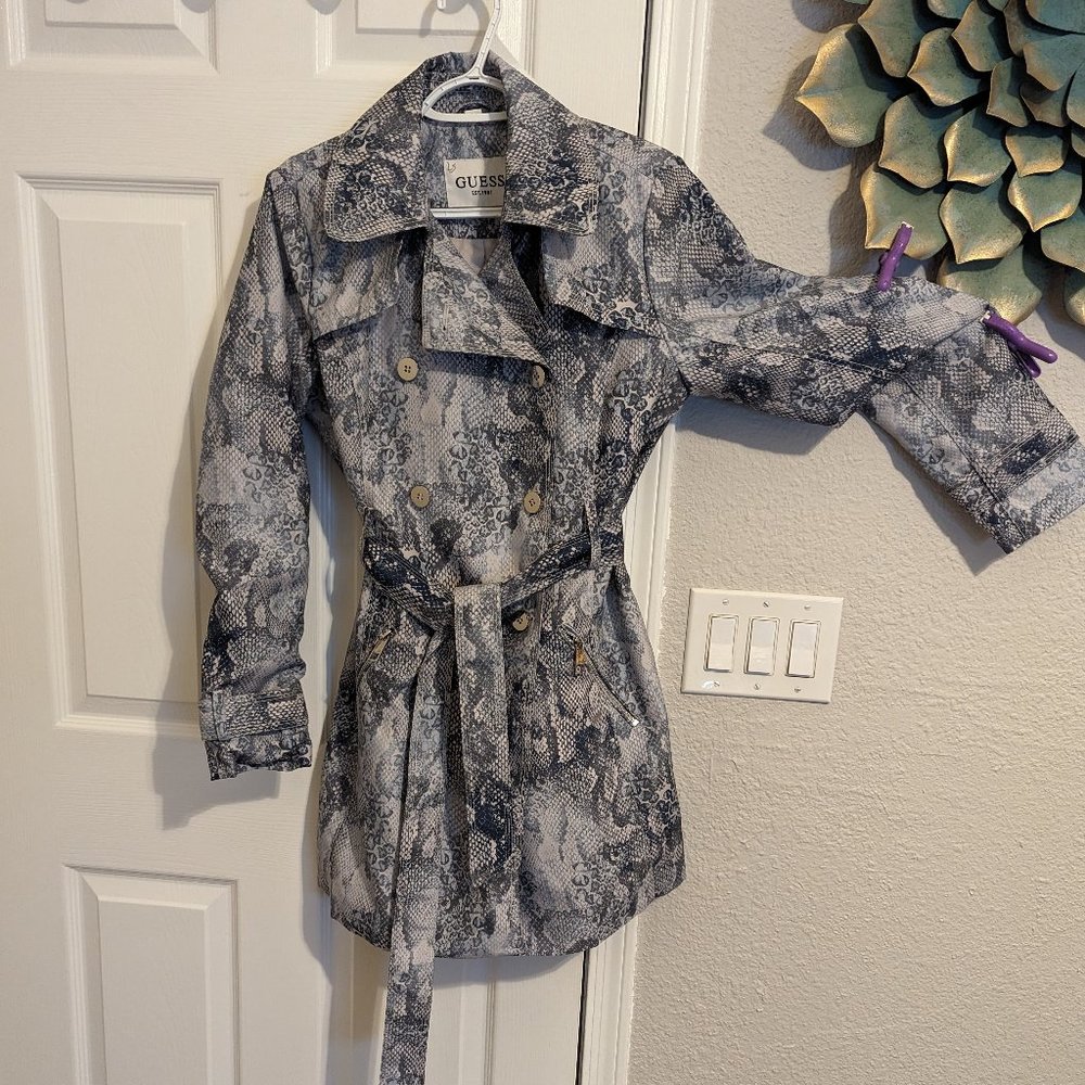 Guess Double Breasted Trench / Rain Coat | Blue Pytho… - Gem
